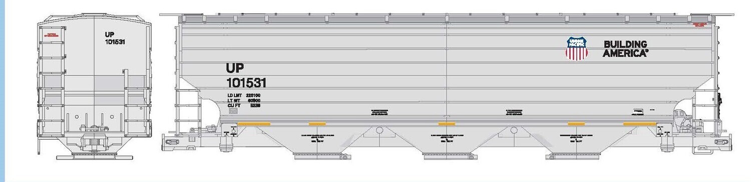 HO UP Trinity 5239 CF 3 Bay Covered Hopper 3 Pack
