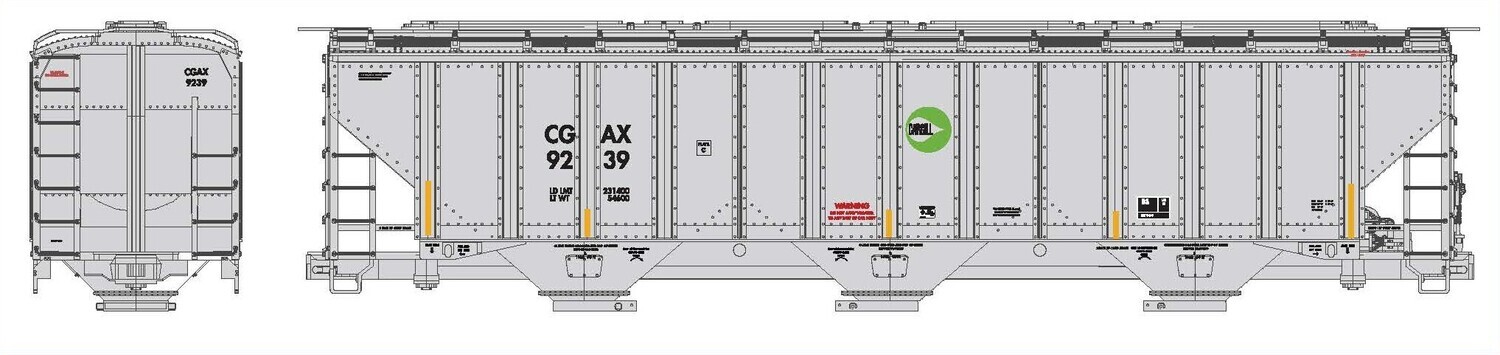 HO CGAX 5380 CF 3 Bay Covered Hopper 3 Pack
