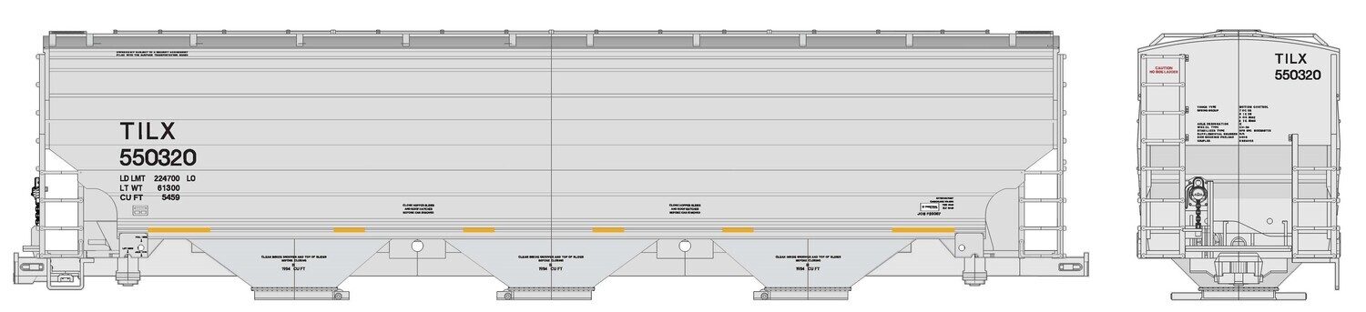 HO TILX Trinity 5459 CF 3 Bay Covered Hopper 3 Pack