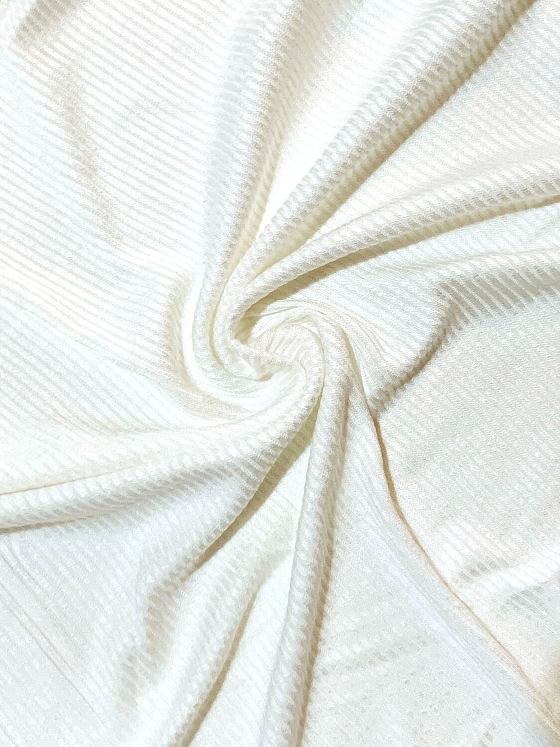 White Solid | Modal Spandex, Mini Rib Knit | 140cm Wide - Remnants