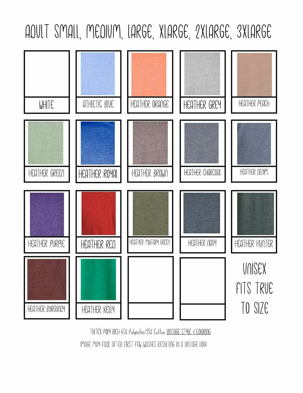 Color & Sizing Chart