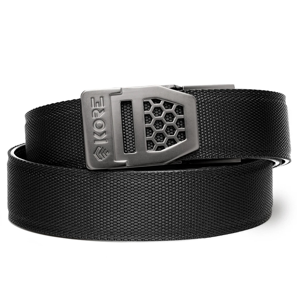 KORE X6 Gunmetal Buckle Black Tactical Micro Adjust Belt Size 24"-44"