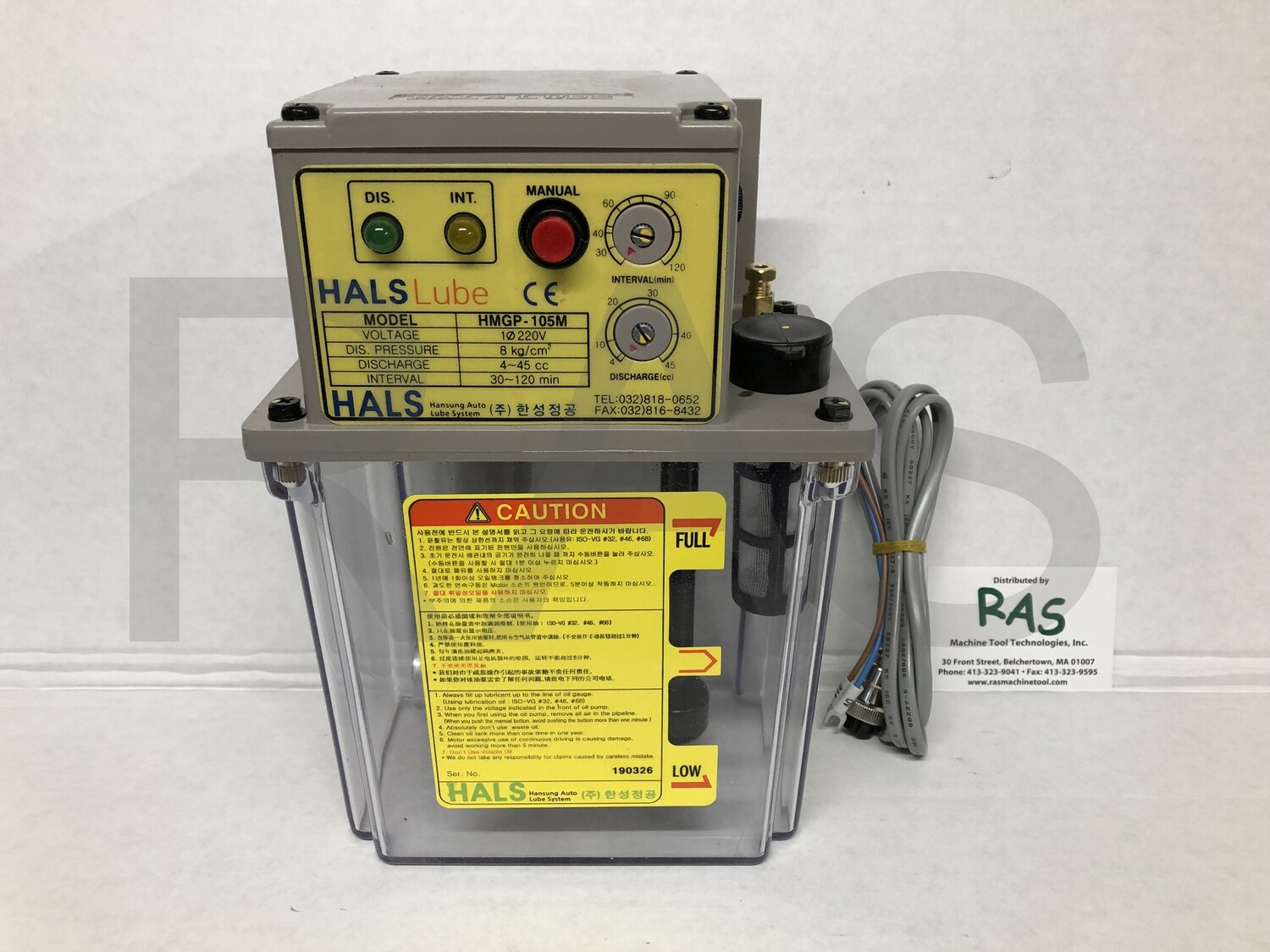 HALS LUBE - HMGP-105M - Store - RAS Machine Tool Technologies, Inc.