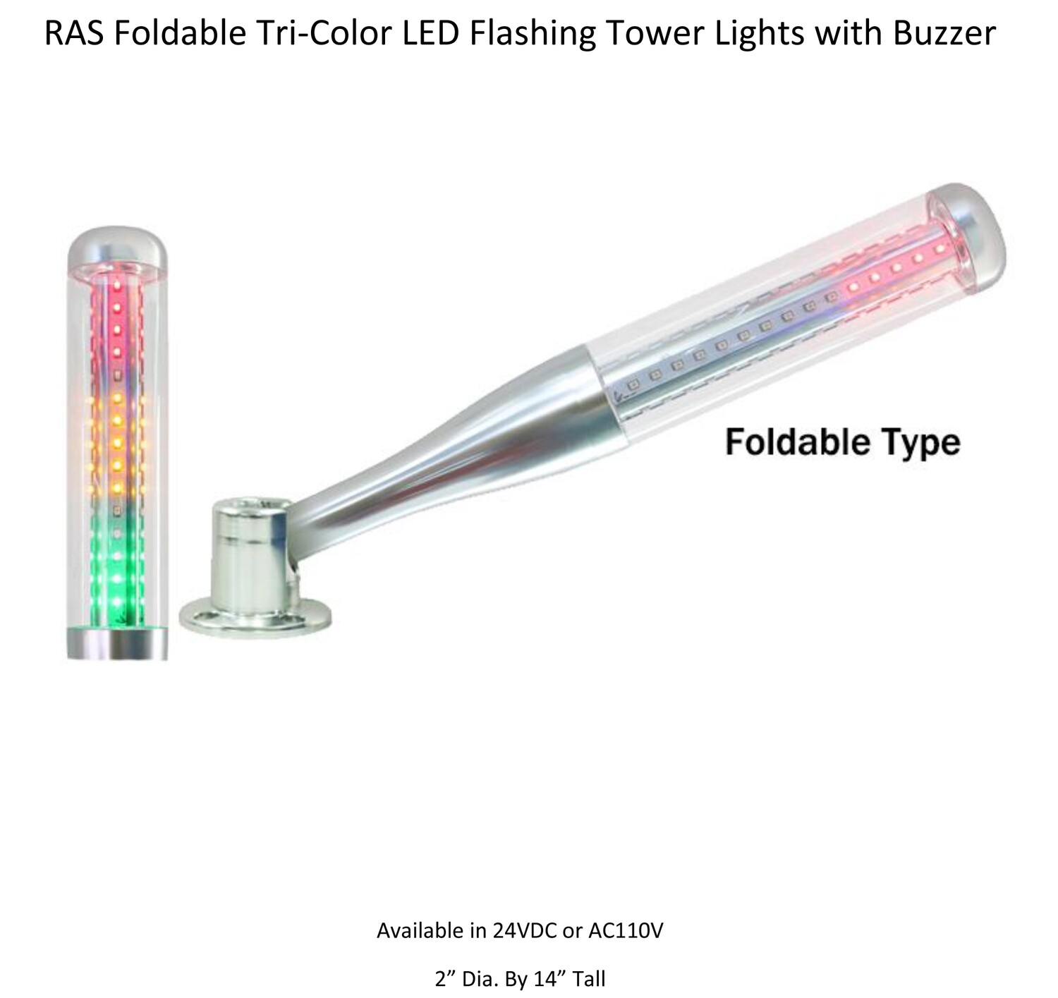 RAS Foldable Tri- Color LED Tower Light with Buzzer - DC24V - Store ...