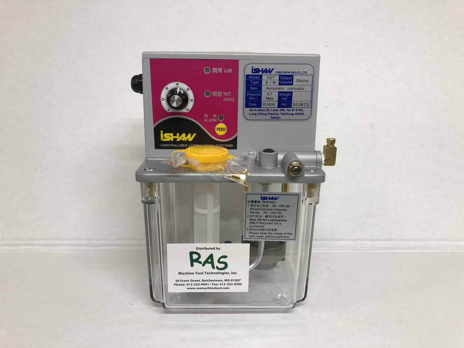 Ishan Waylube Pump YET-N-2L (110VAC) - Store - RAS Machine Tool ...