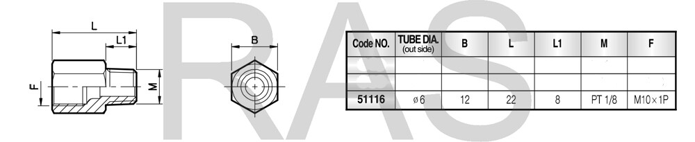 Hals Lube - Adaptor PT 1/8 (Male) to M10 x 1P (Female) - 51116 - Store ...