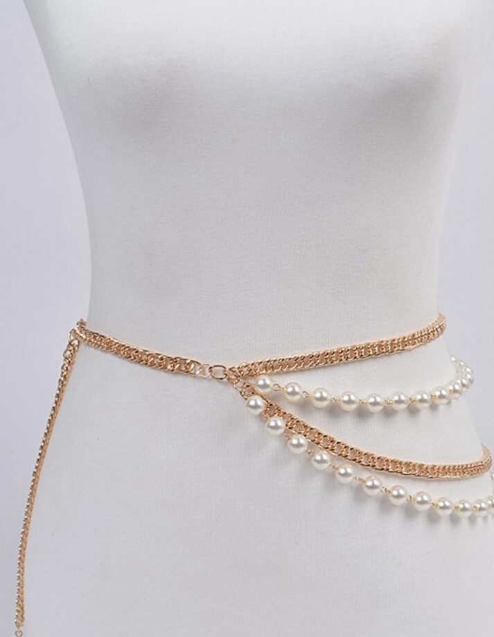 Pearl With Silver Chain Belt