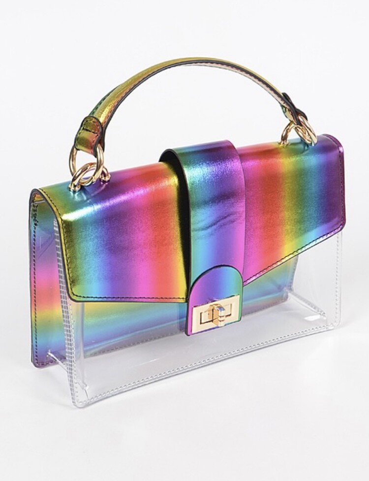 Rainbow With Clear Handbag