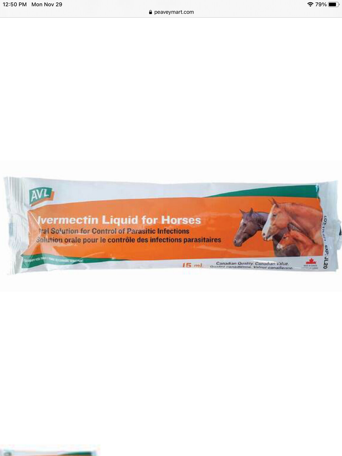 AVL Ivermectin Liquid For Horses