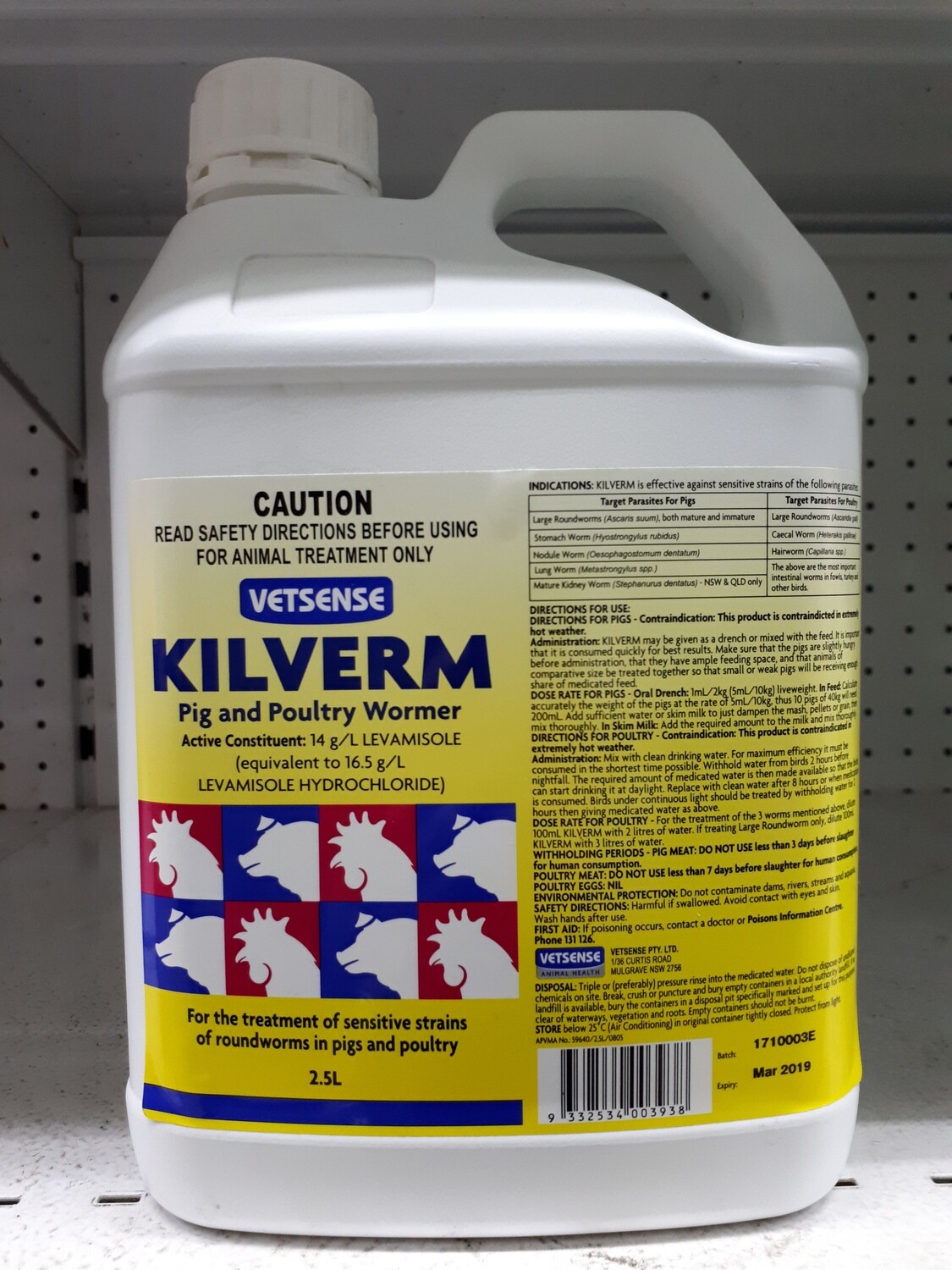Kilverm Pig & Poultry Wormer 2.5L VETSENSE