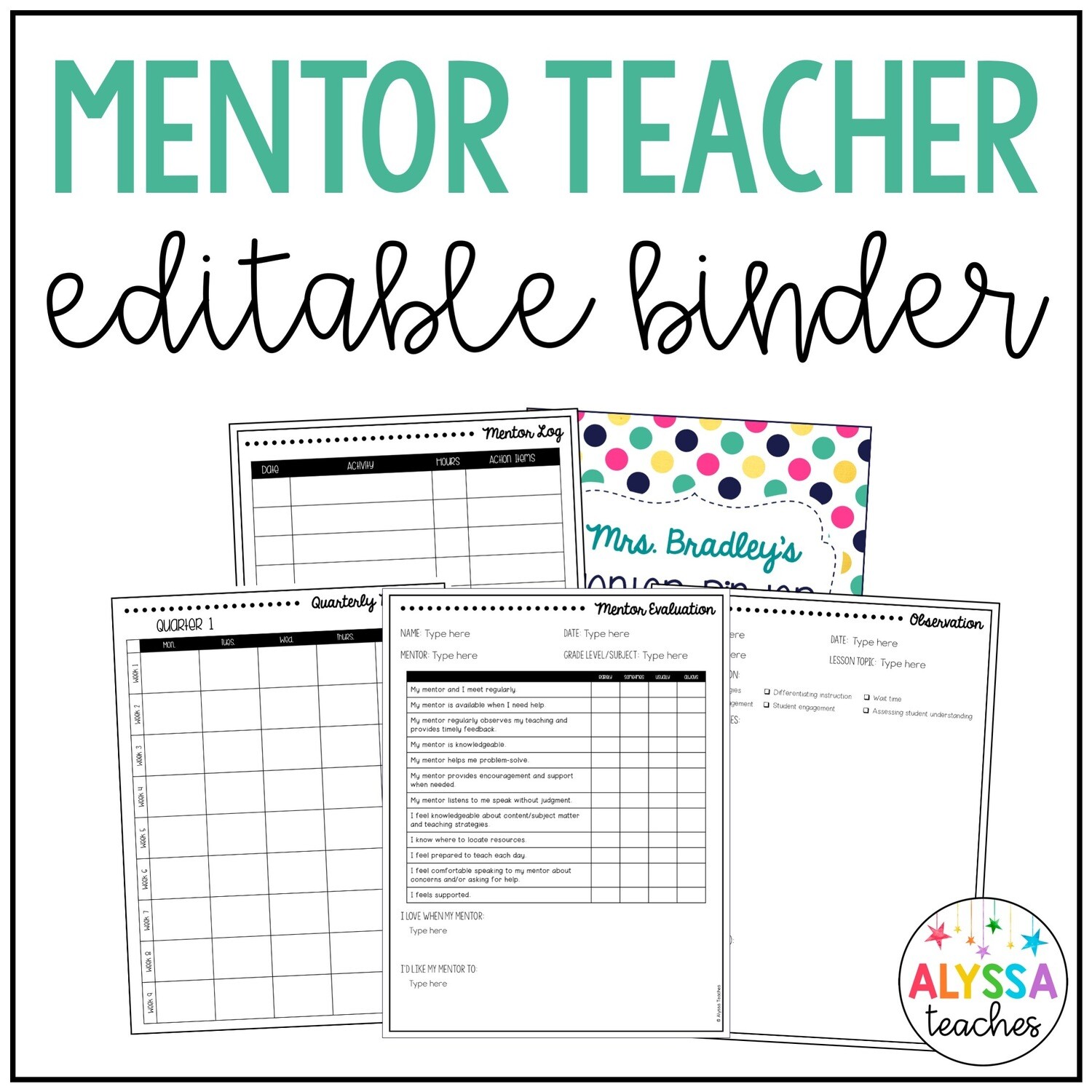 Mentor Teacher Binder - Store - Alyssa Teaches