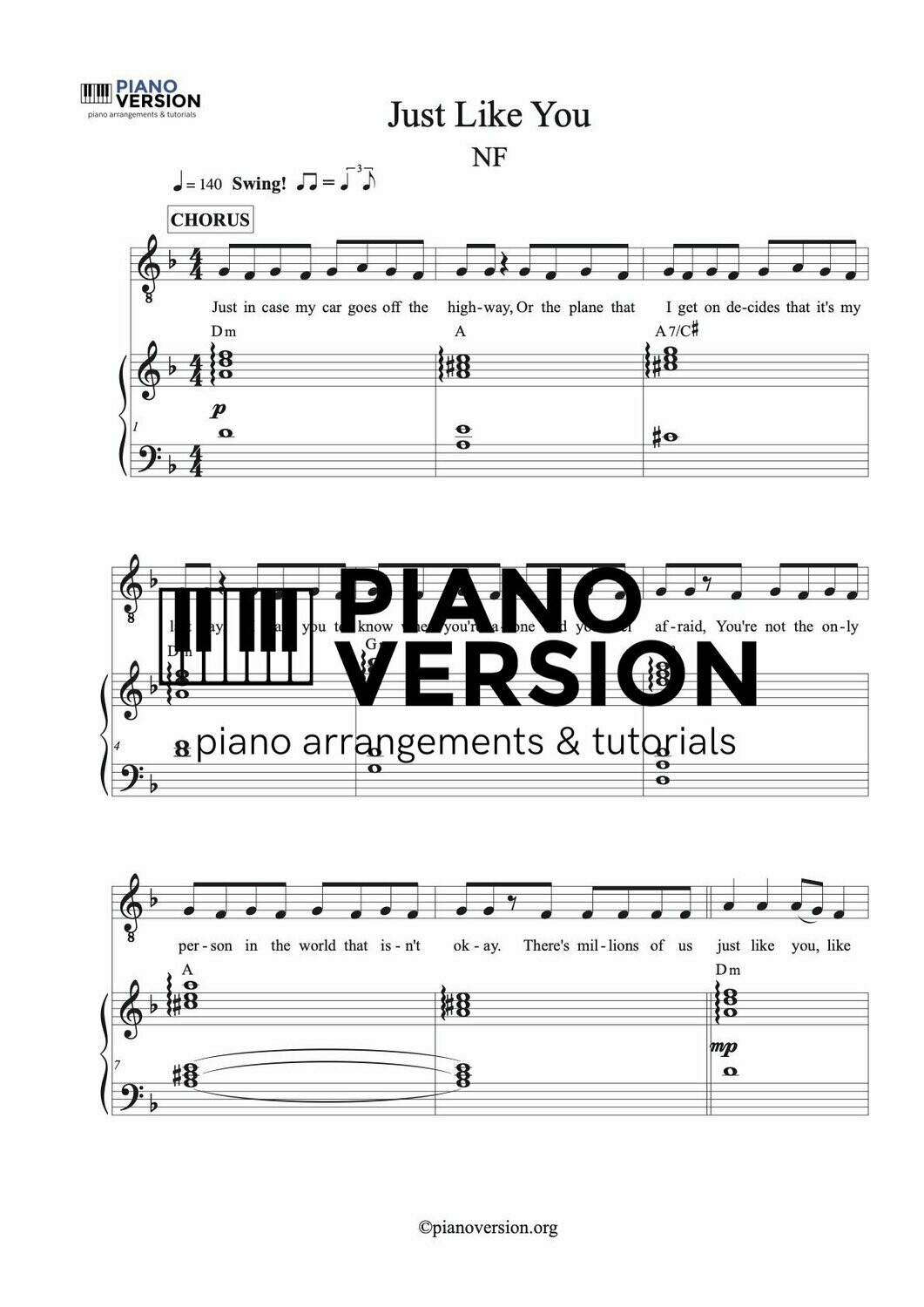 JUST LIKE YOU by NF - Piano Sheet Music