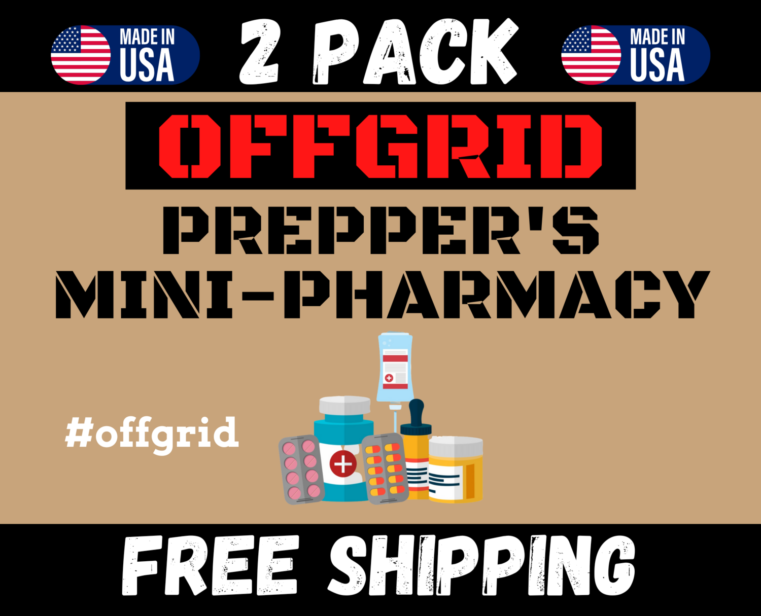 OFFGRID Prepper's Mini-Pharmacy 2 PACK Survival, Preparedness, Prepper ...