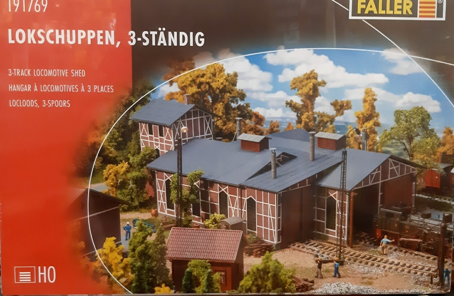 Faller 191769, Lokschuppen, 3ständig, Bausatz H0