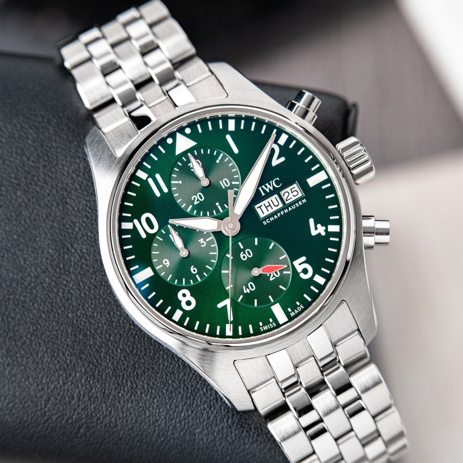 IWC Pilot Chronograph 41mm UNWORN Green Dial Bracelet
