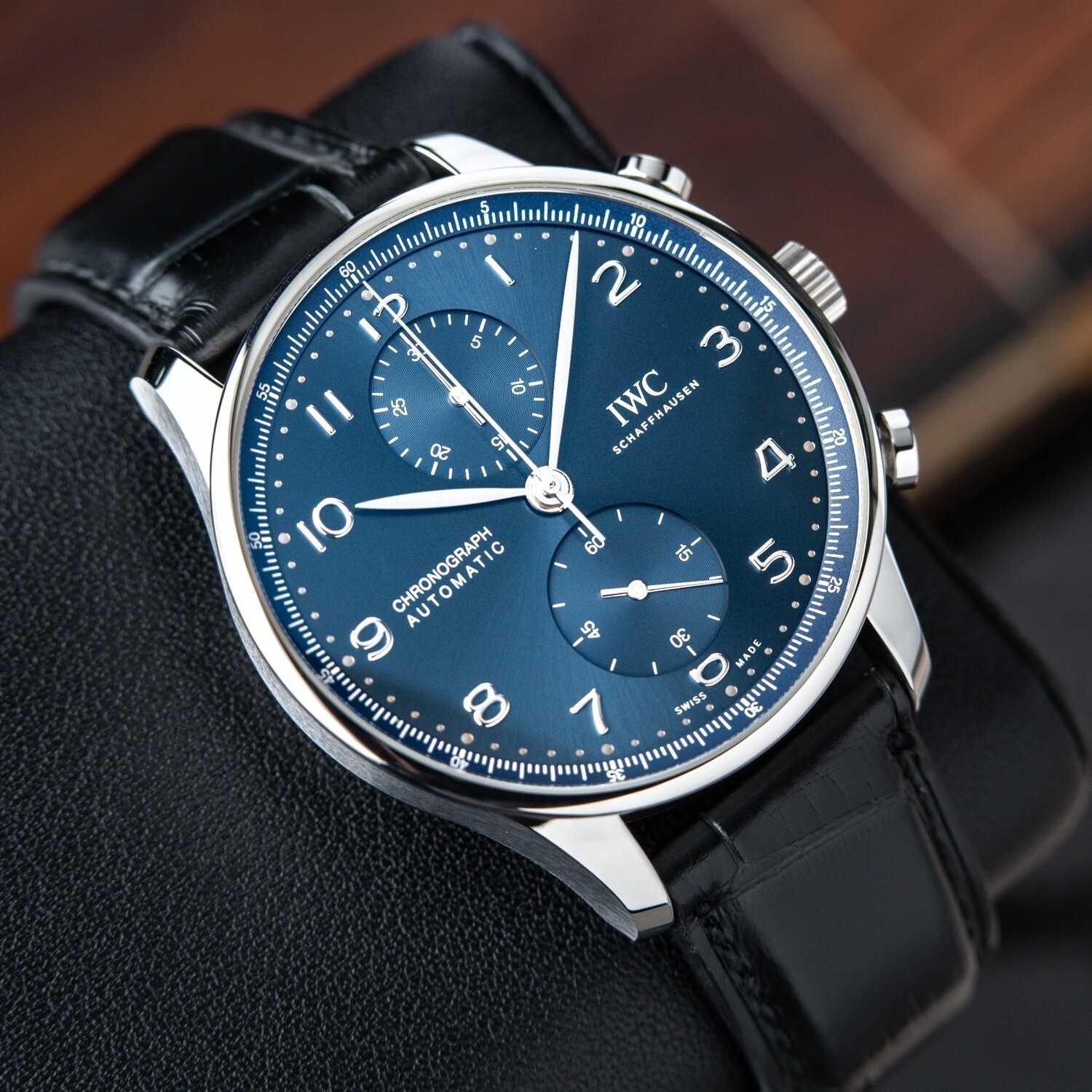 IWC Portuguese Chronograph Portugieser MINT Blue Dial Automatic Steel