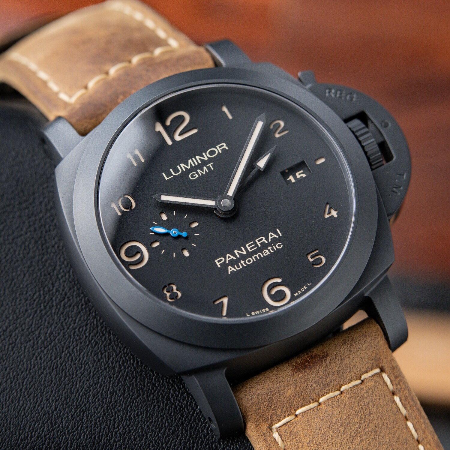 Panerai Luminor 1950 3 Days GMT Automatic Ceramica Pam1441 Black Dial