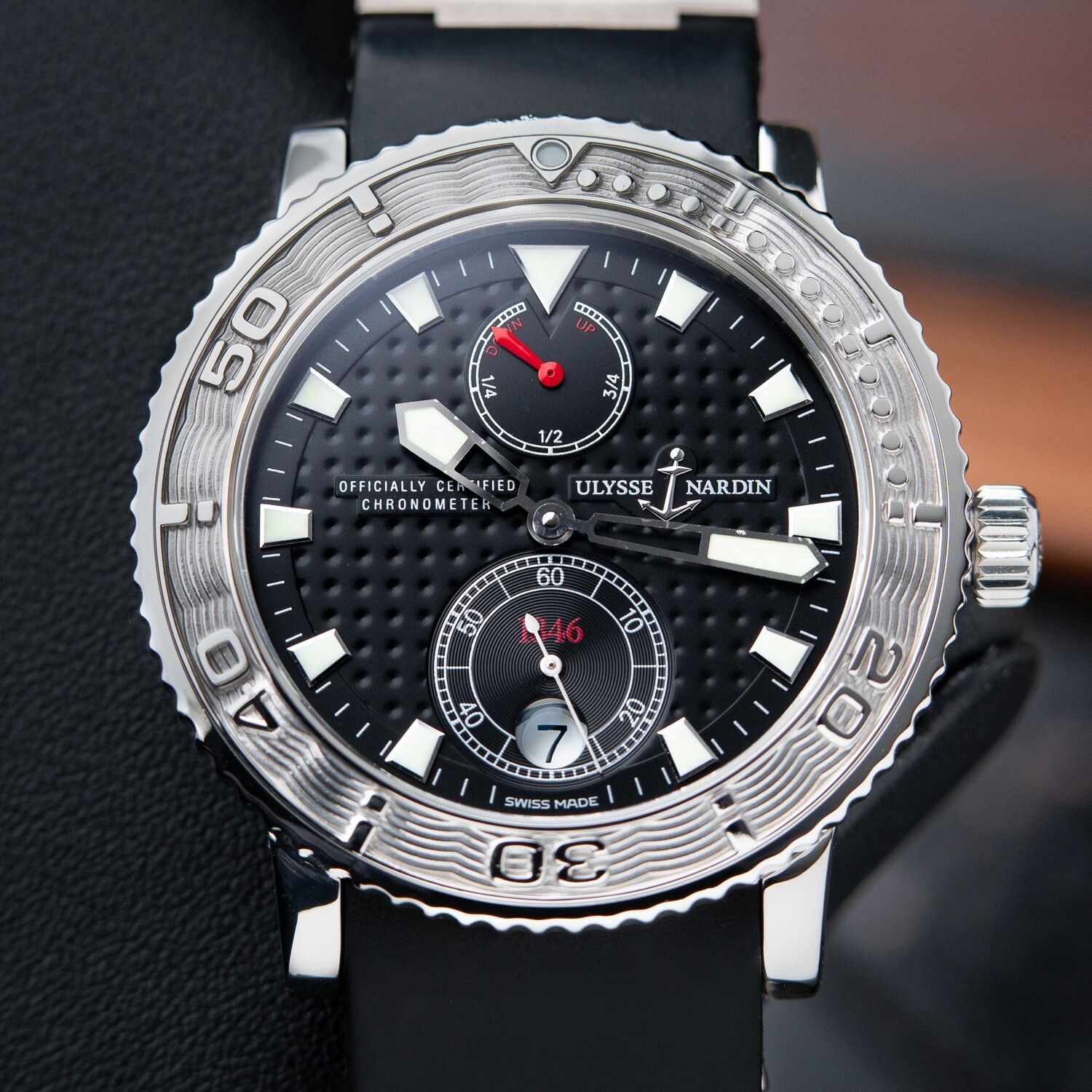 Ulysse Nardin Diver Chronometer Marine Steel Rubber Black Dial 40mm Papers