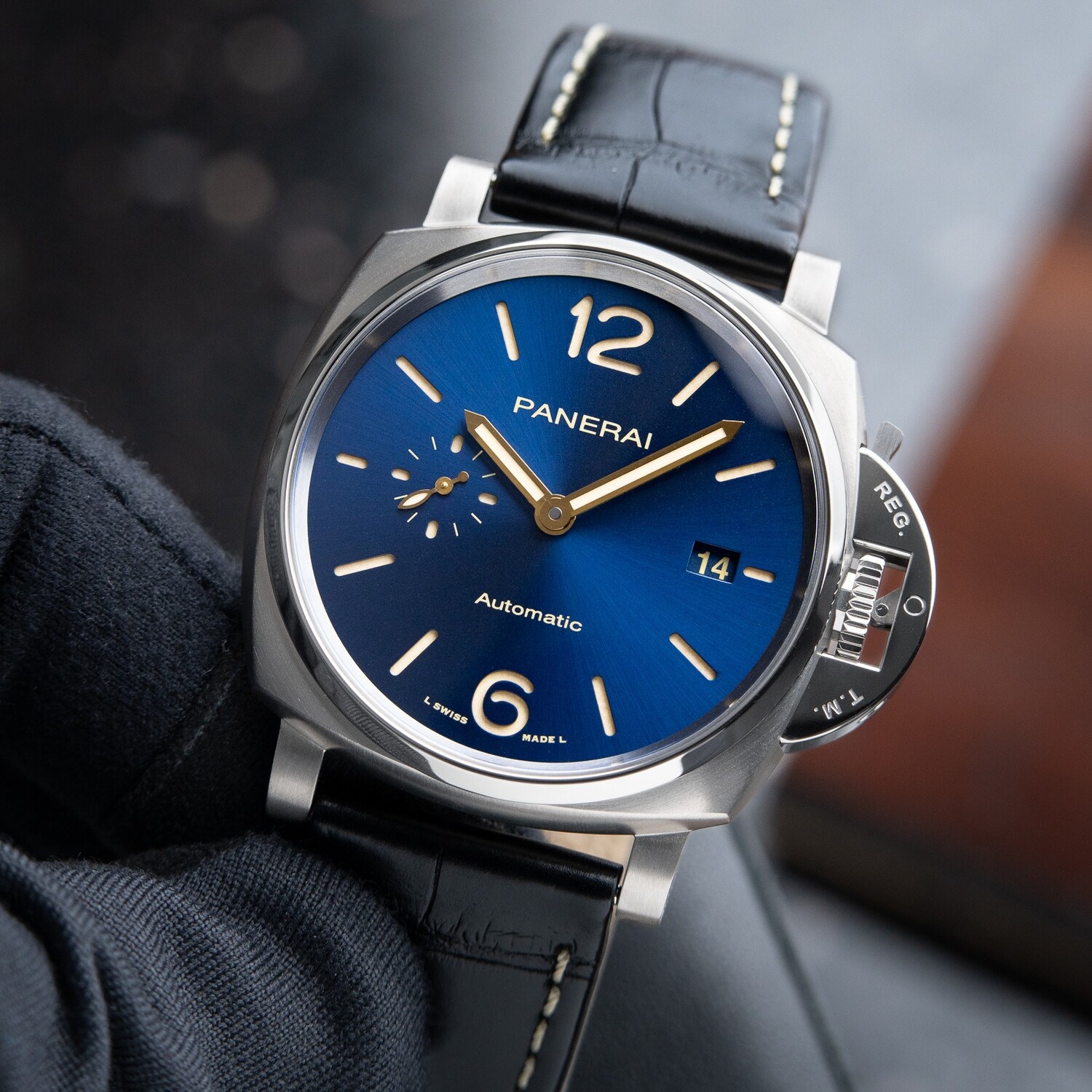 Panerai Luminor Due UNWORN Titanium Blue Dial Automatic Alligator ...