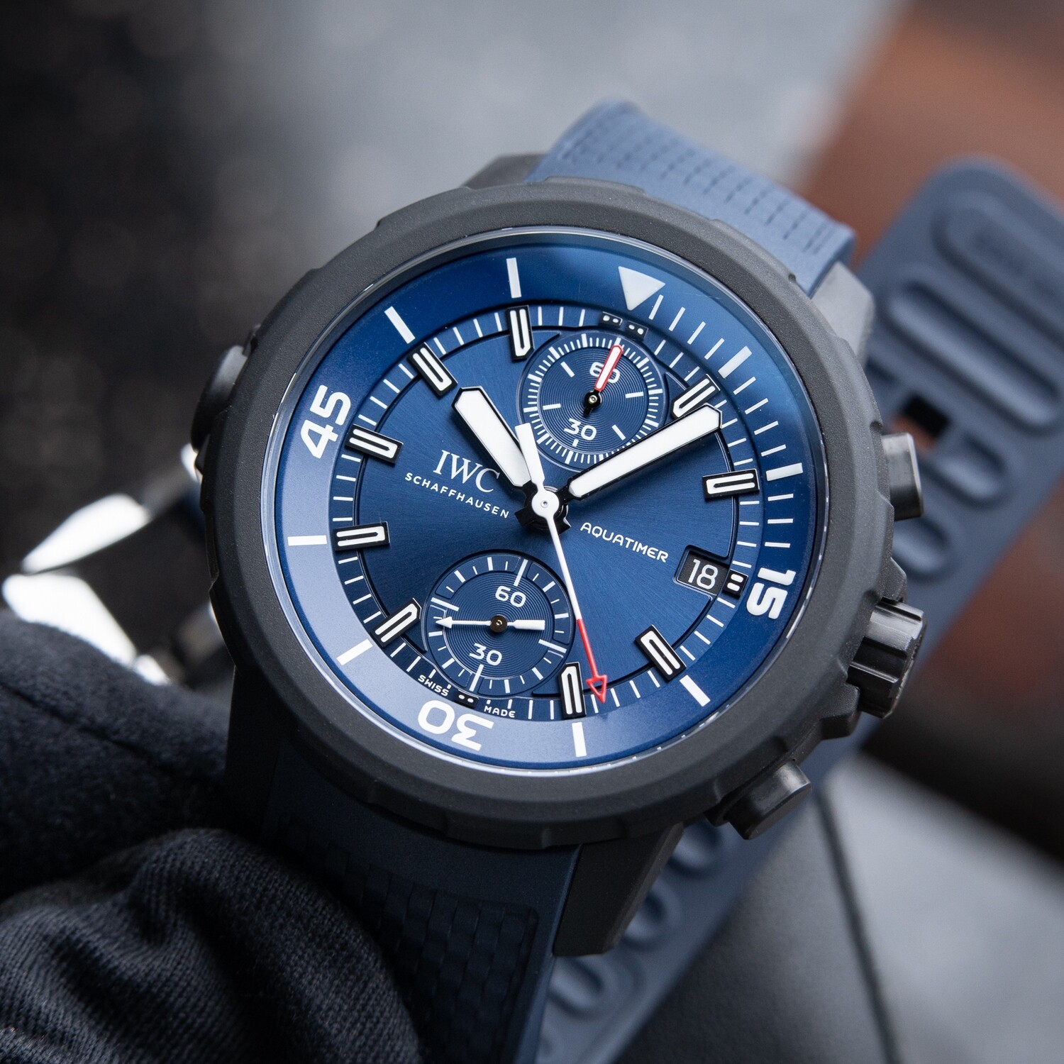 IWC Aquatimer Laureus Sport For Good Limited Edition Blue Chronograph ...