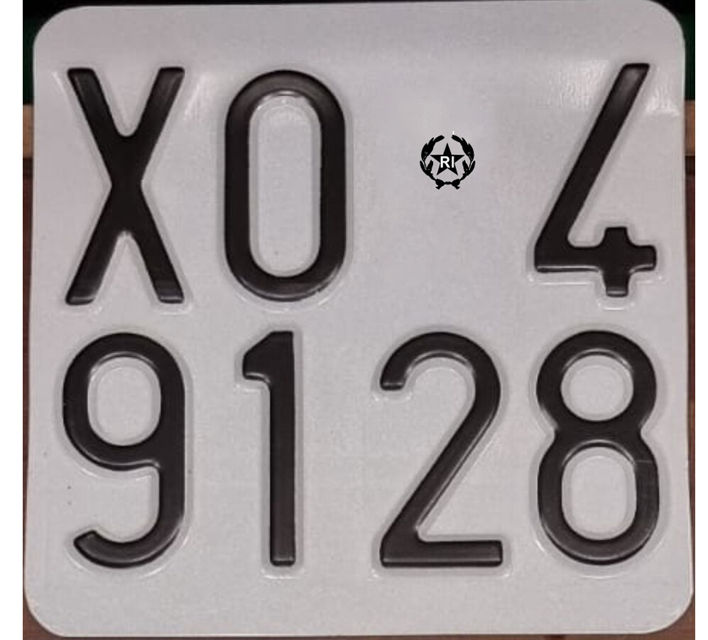 Replica targa moto pre euro misura 16,5x16,5 cm. a rilievo e ...