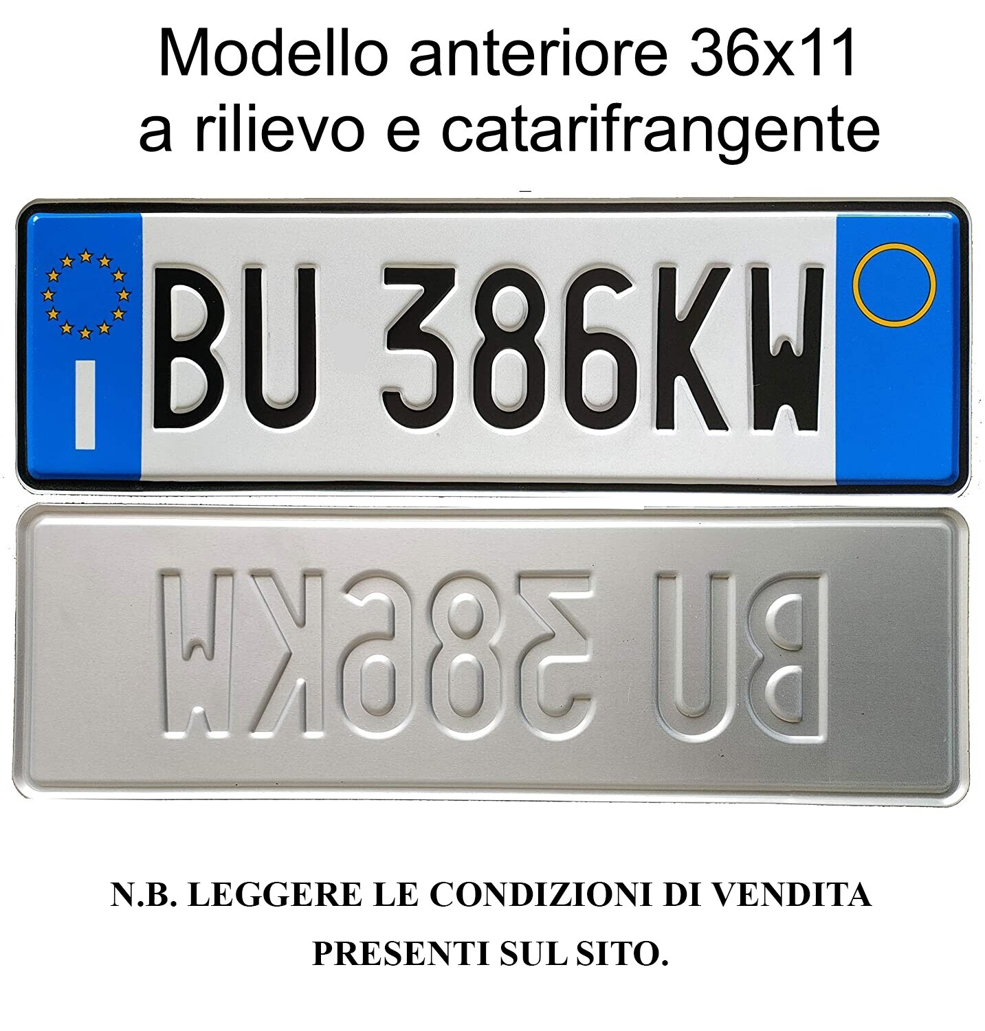 targa auto anteriore misura 36x11 a rilievo