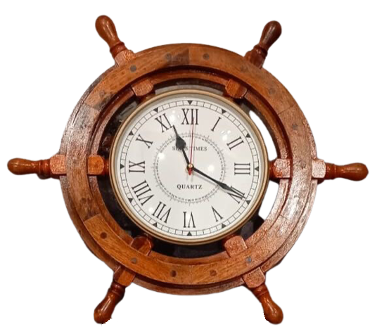 Ship steering Wheel Clock 18” Dia