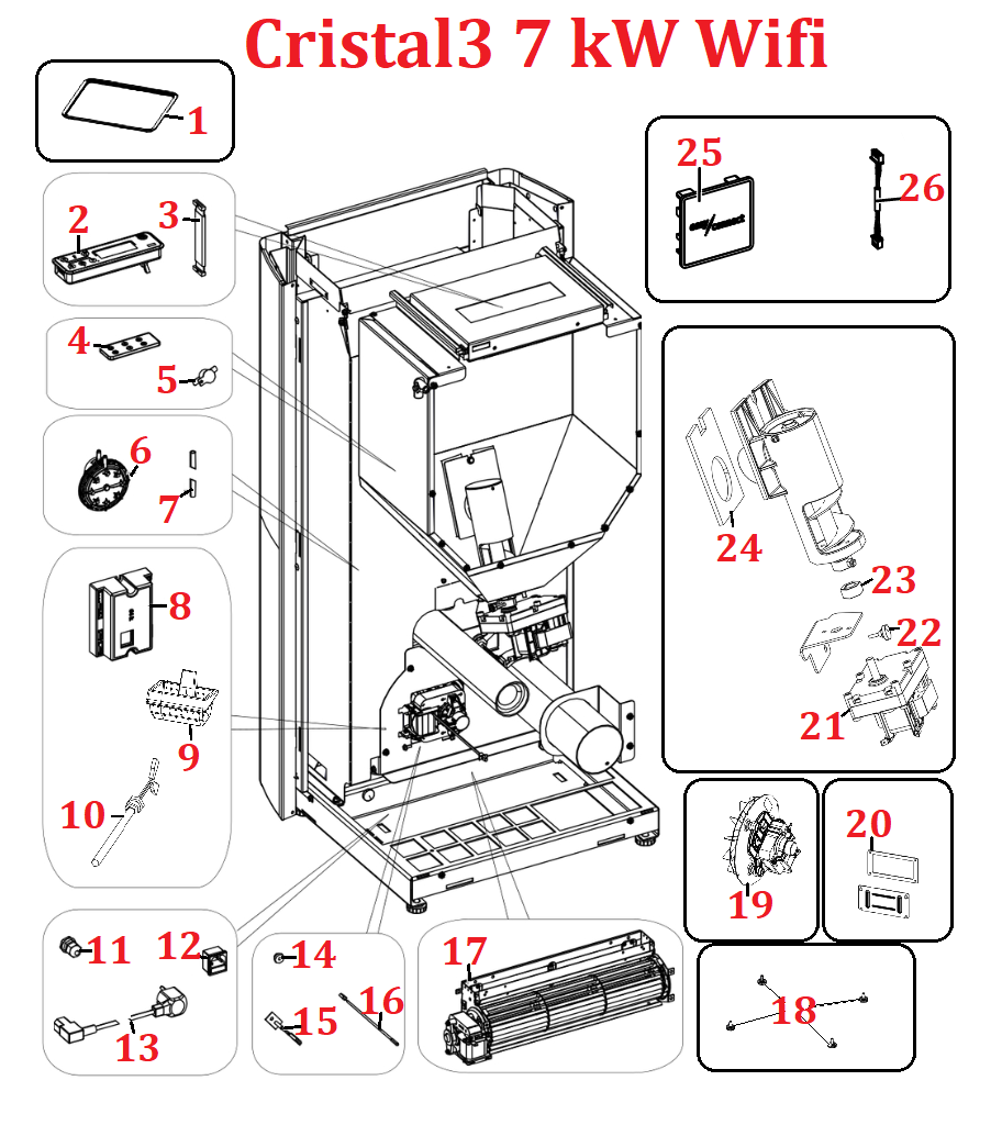 Pièces détachées pour CADEL Cristal 3 7 kW Wifi