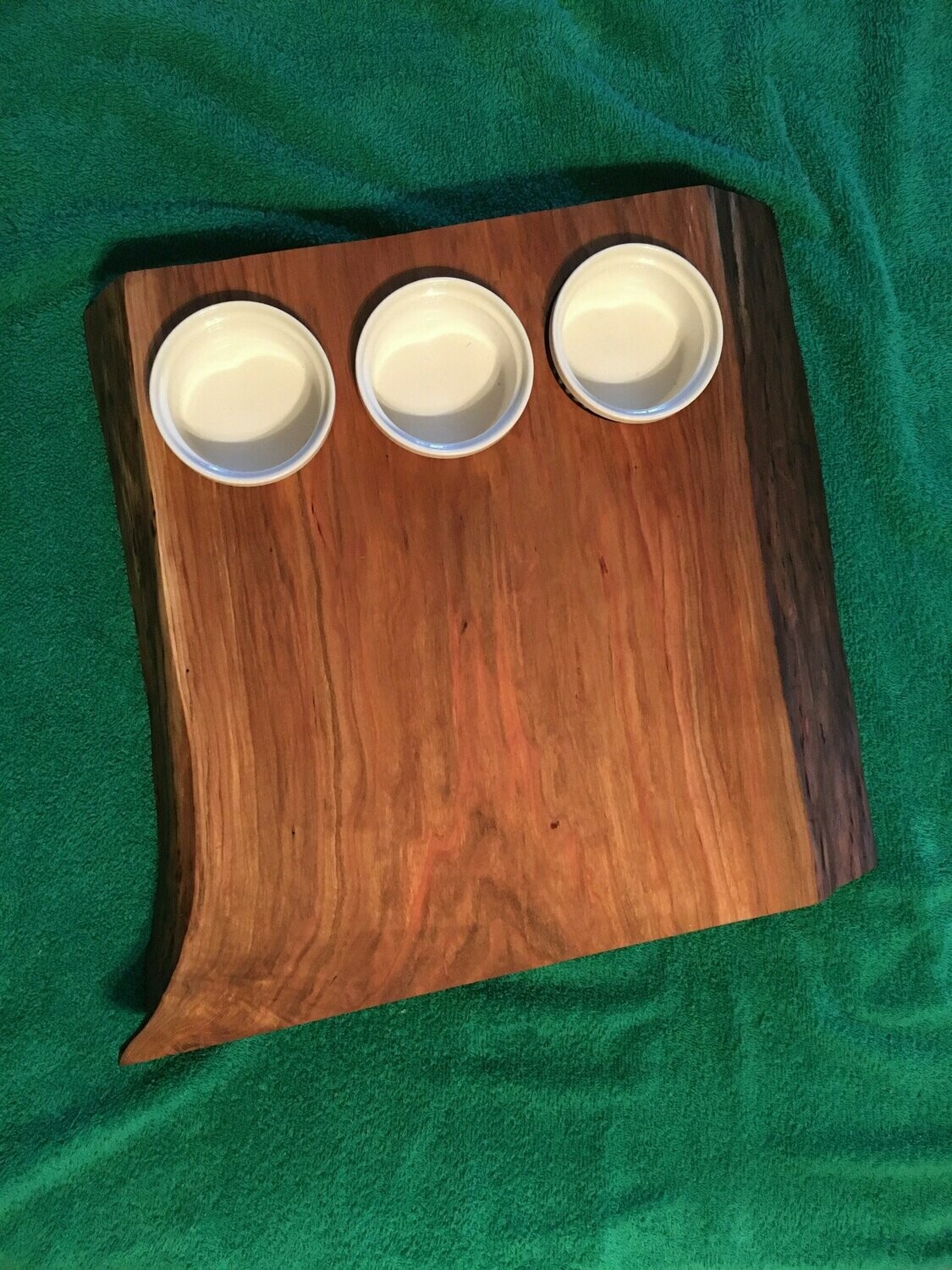 Live Edge Appitizer/Bread Block with 3 Dip Bowls