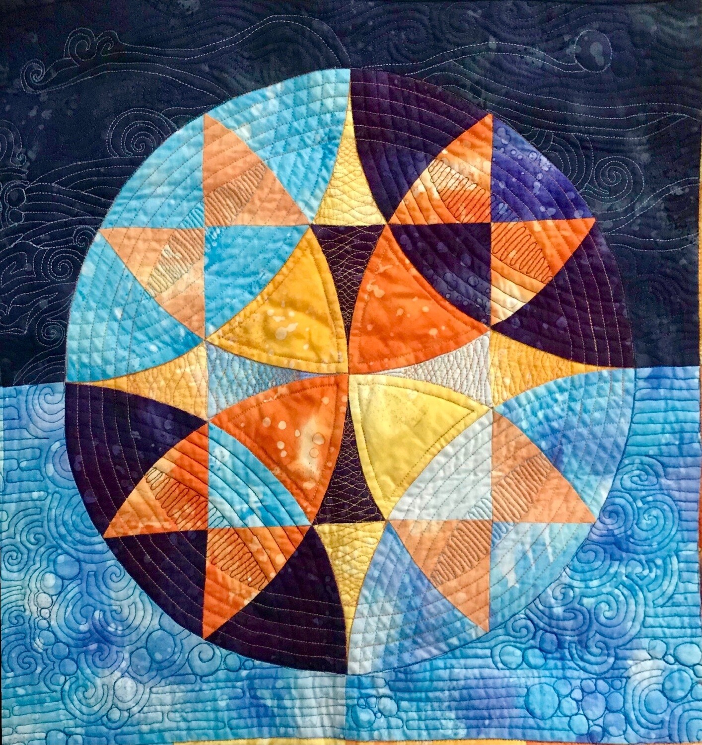 15" WINDING WAYS WHEEL IN 18" QUILT BLOCK .PDF Pattern/Instructions