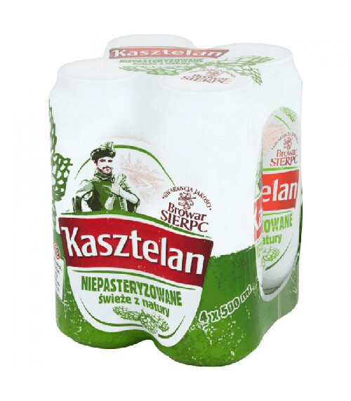 Beer Kasztelan Unpasteurized 5.6% Cans 4 Pk 0.5L X6 Bottles