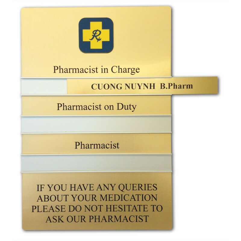 Pharmacy Plaques and Name Slides