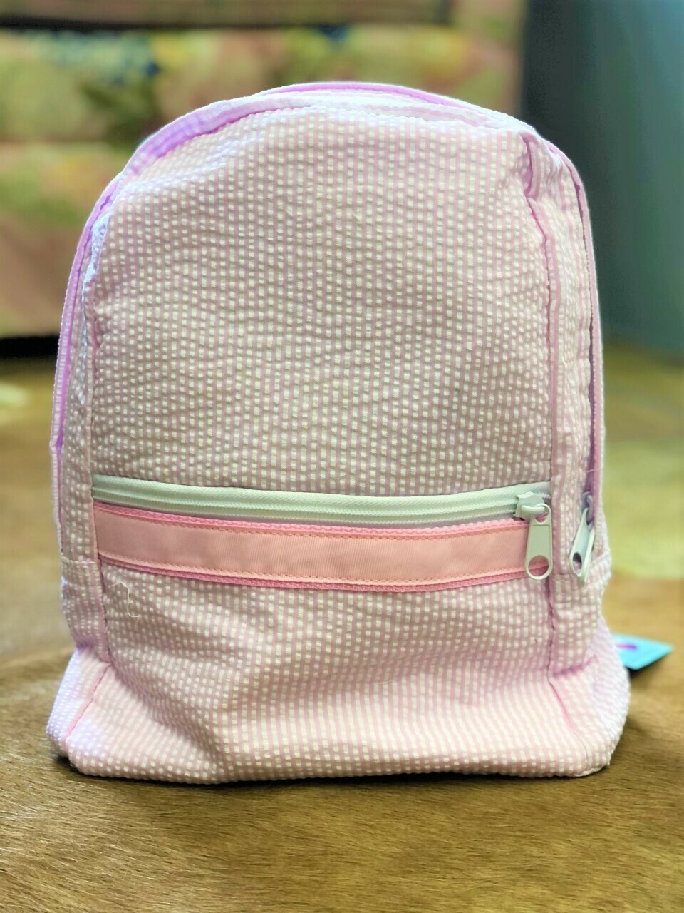 Seersucker Sm Backpack w/Mono