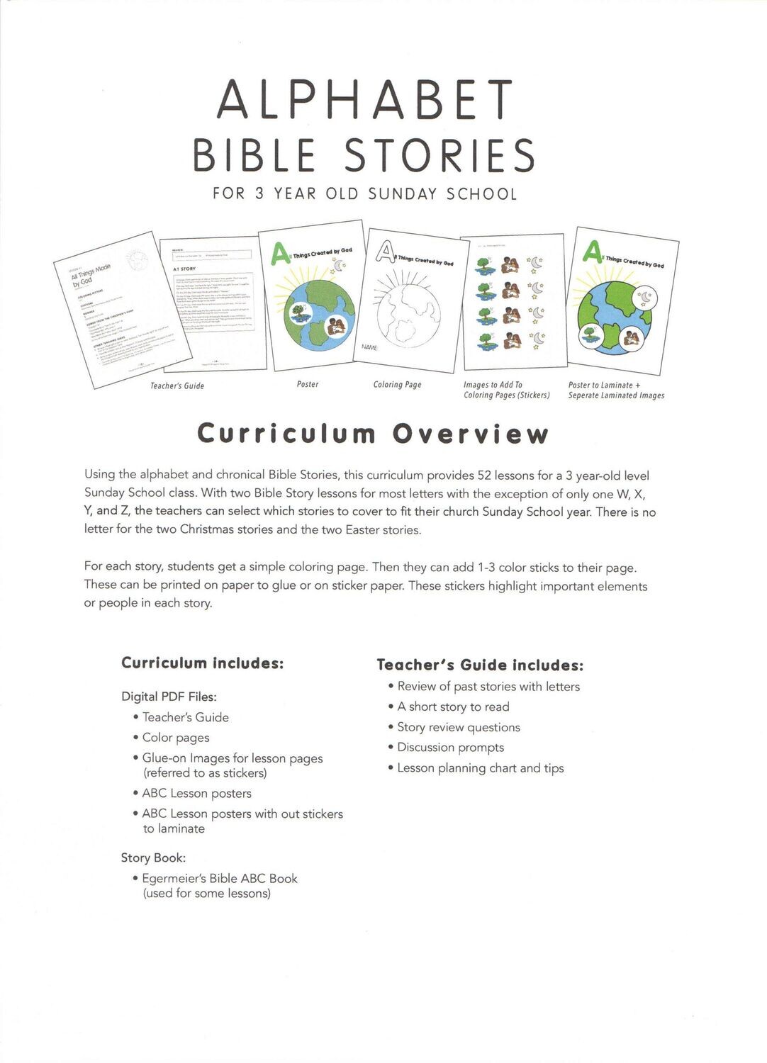 Alpha 3 year old Sunday School curriculum sampler downloadable pdf