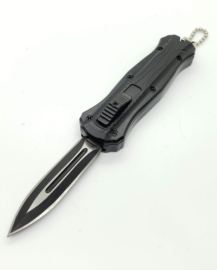 5.5" MINI STYLE OTF AUTOMATIC KNIFE - BLACK ZINC/ALUMINUM HANDLE