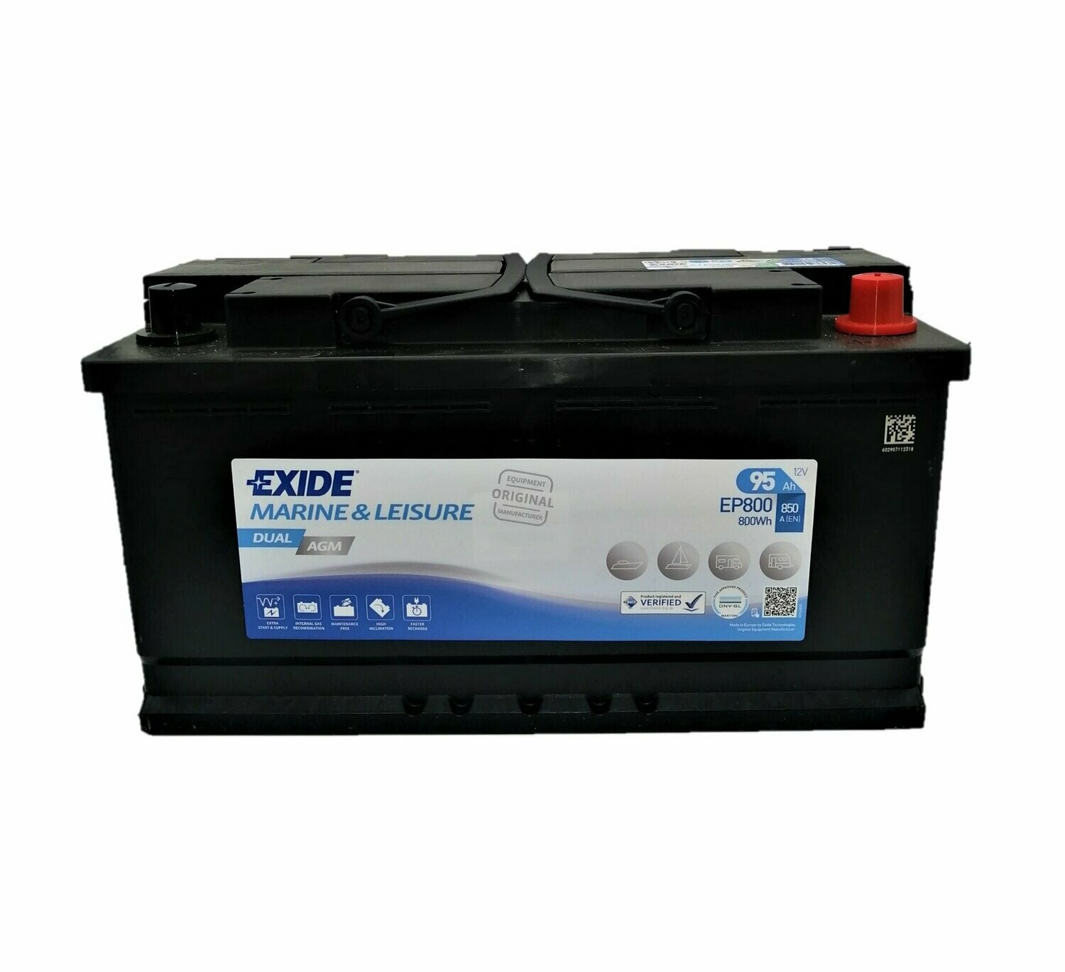 BATERIA EXIDE EP800 DUAL 12V 95AH 850CCA 353x175x190
