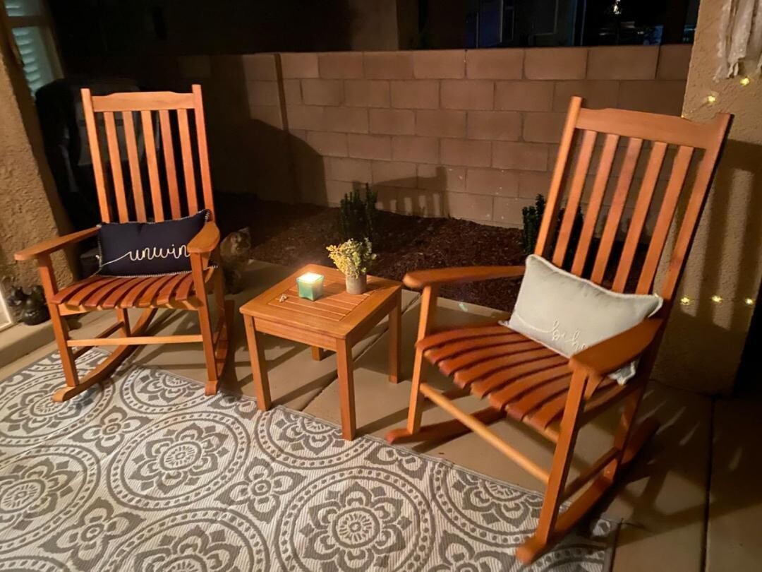 2 Rocking Chairs, Outdoor, Porch, Wooden, Comfortable Seat, Curved Back ...