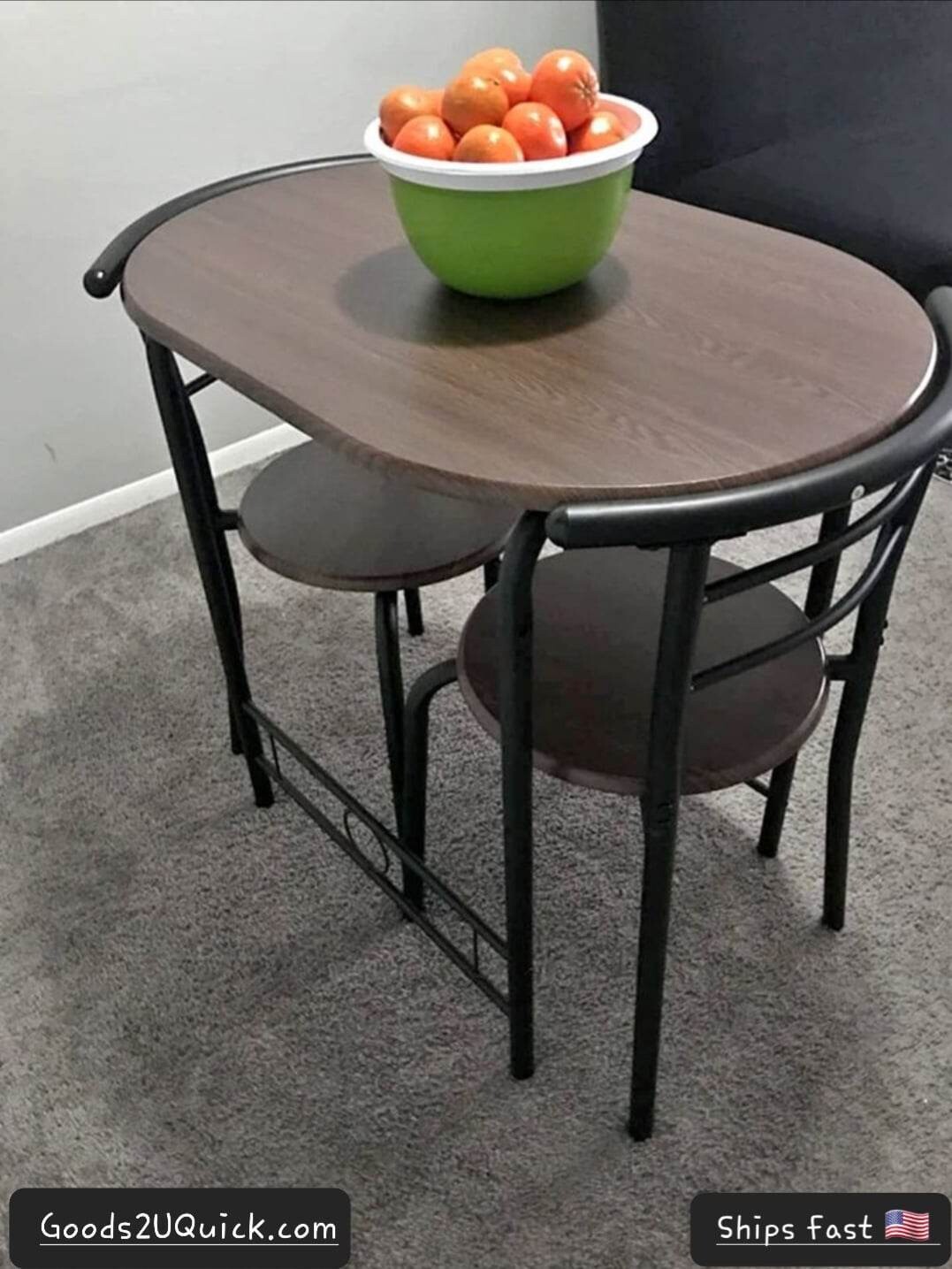 Breakfast Table Set of 2, Kitchen Wooden Table and 2 Chairs for Small Place