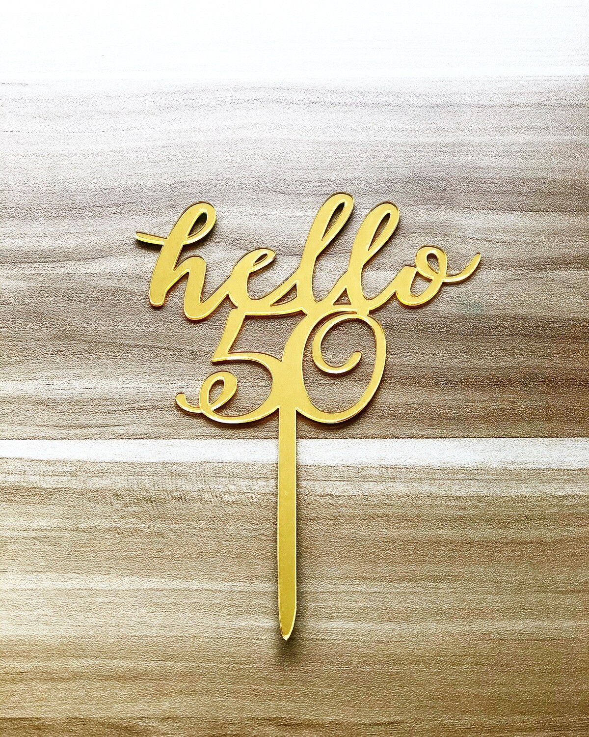 Hello 50 (Gold) Cake Topper