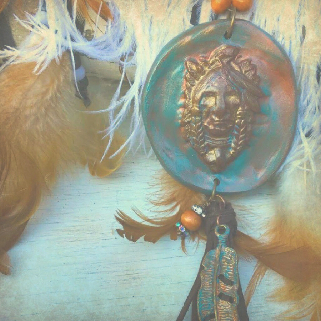 Creek Warrior Native American Necklace Clay Pendant With Wood and ...