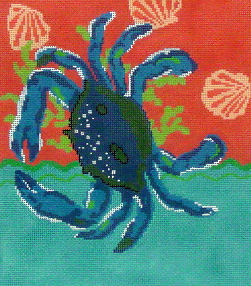Blue Crab with Coral (Handpainted by The Point of It All Designs ...