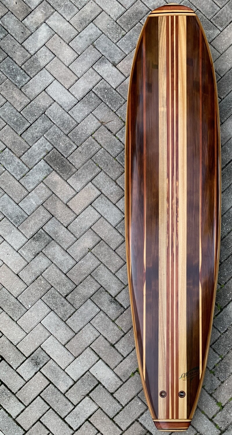 Surfboard, Mini "Mal", 7'8" x 22" single fin hollow wood surfboard ...