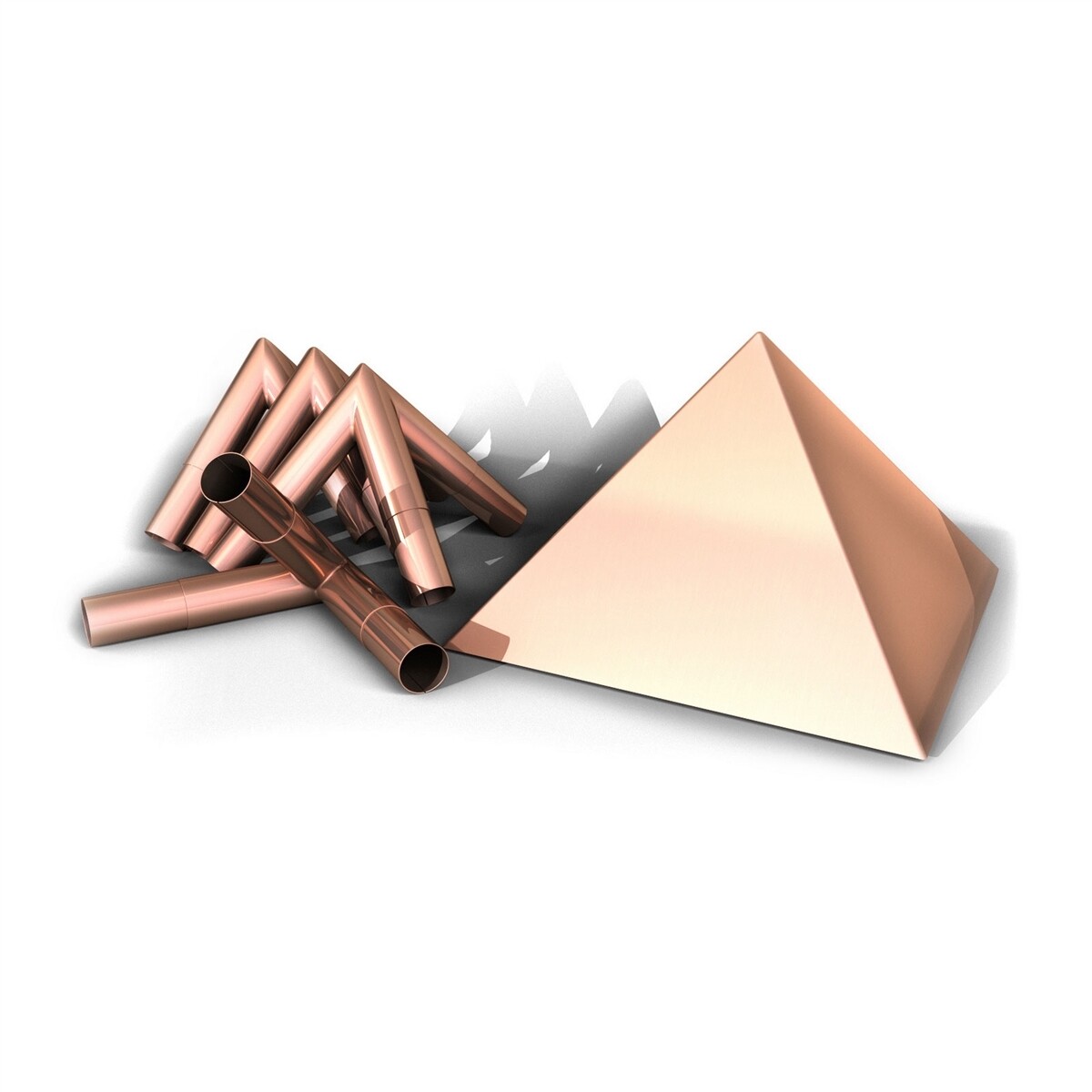 1" Diameter Copper Meditation Pyramid Connectors with 10" Capstone