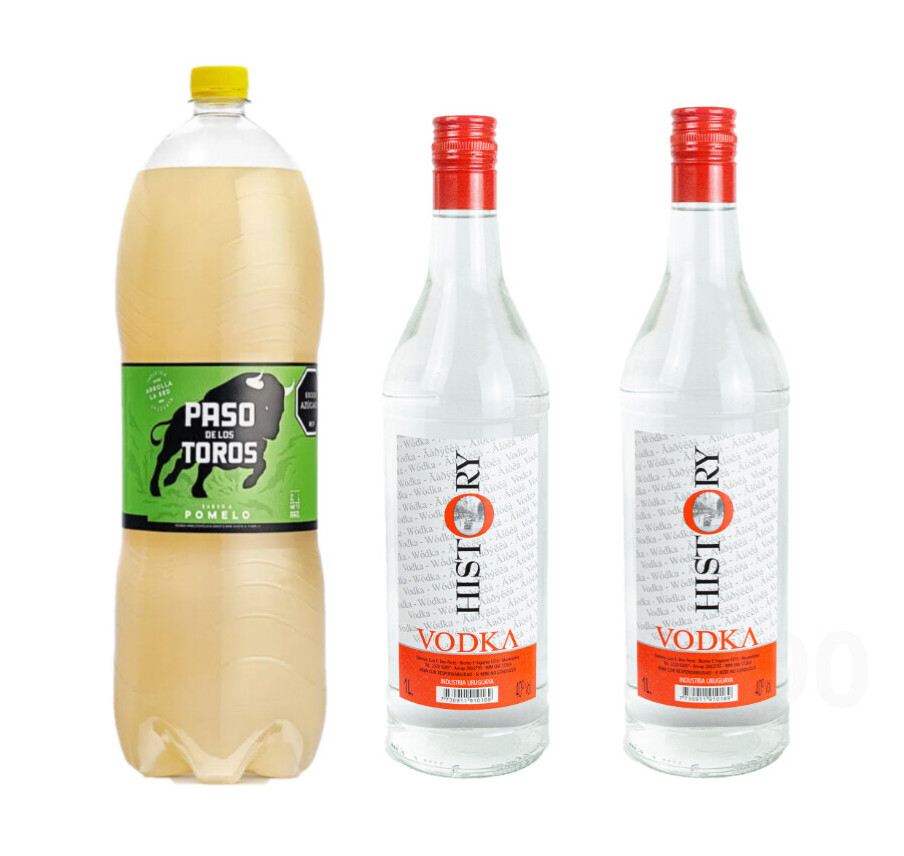 Combo 2 Vodka History 1 Litro + 1 Pomelo Paso de los toros 2 Litros