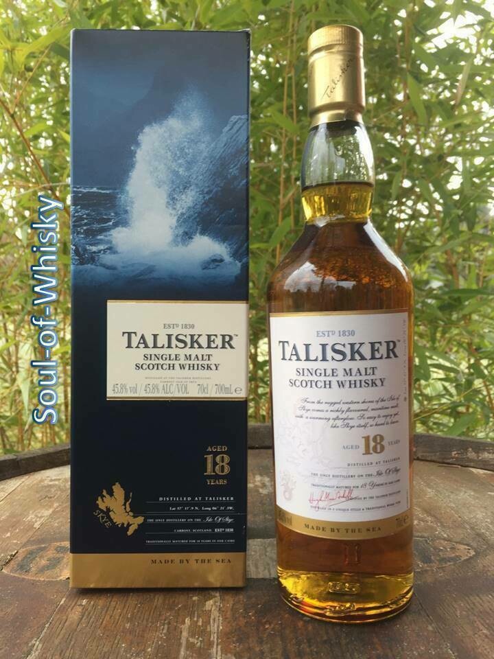 Talisker 18 Jahre alte Verpackung mit 0,7 L und 45,8%