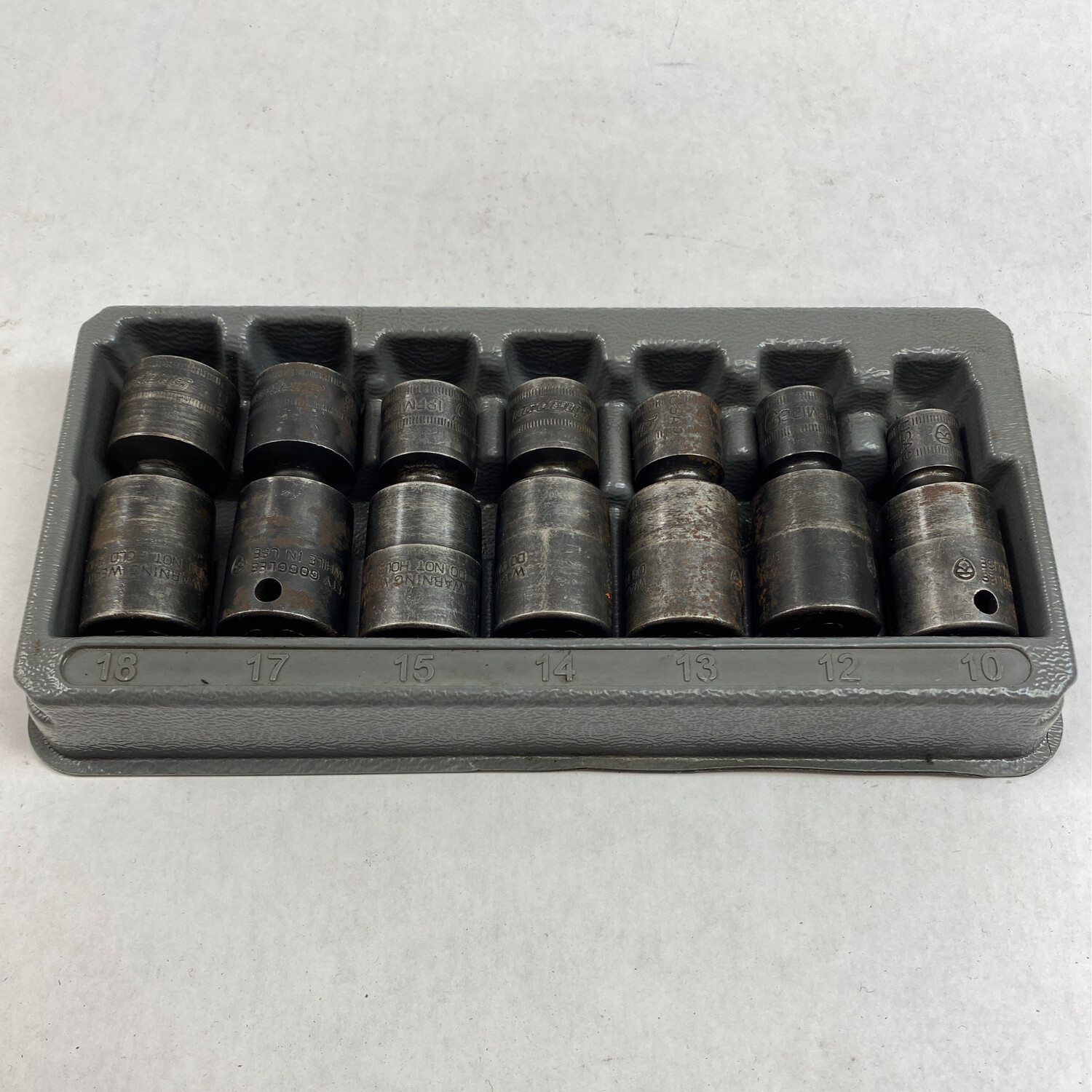 Snap On 7 pc 3/8" Drive 6-Point Metric Flank Drive Shallow Impact Swivel Socket Set, 207IPFM ...