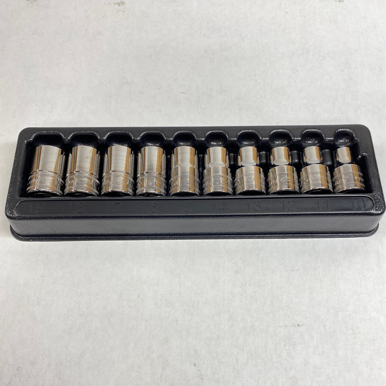 Snap On 10 Pc. 1/2" Drive 6-Point Metric Flank Drive Shallow Socket Set ...