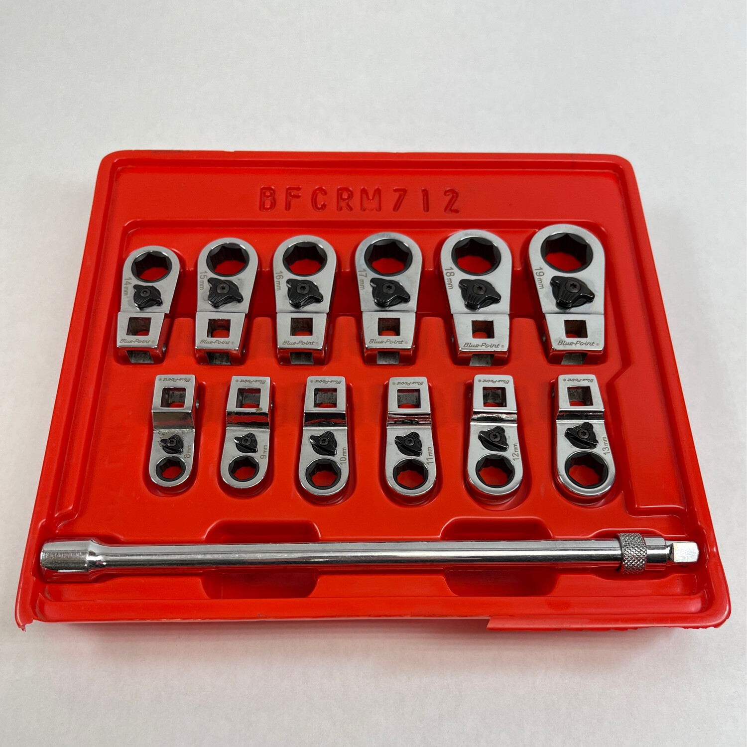 Blue Point 13 Pc. 3/8" Drive 12-Point Metric Ratcheting Crowfoot Wrench ...