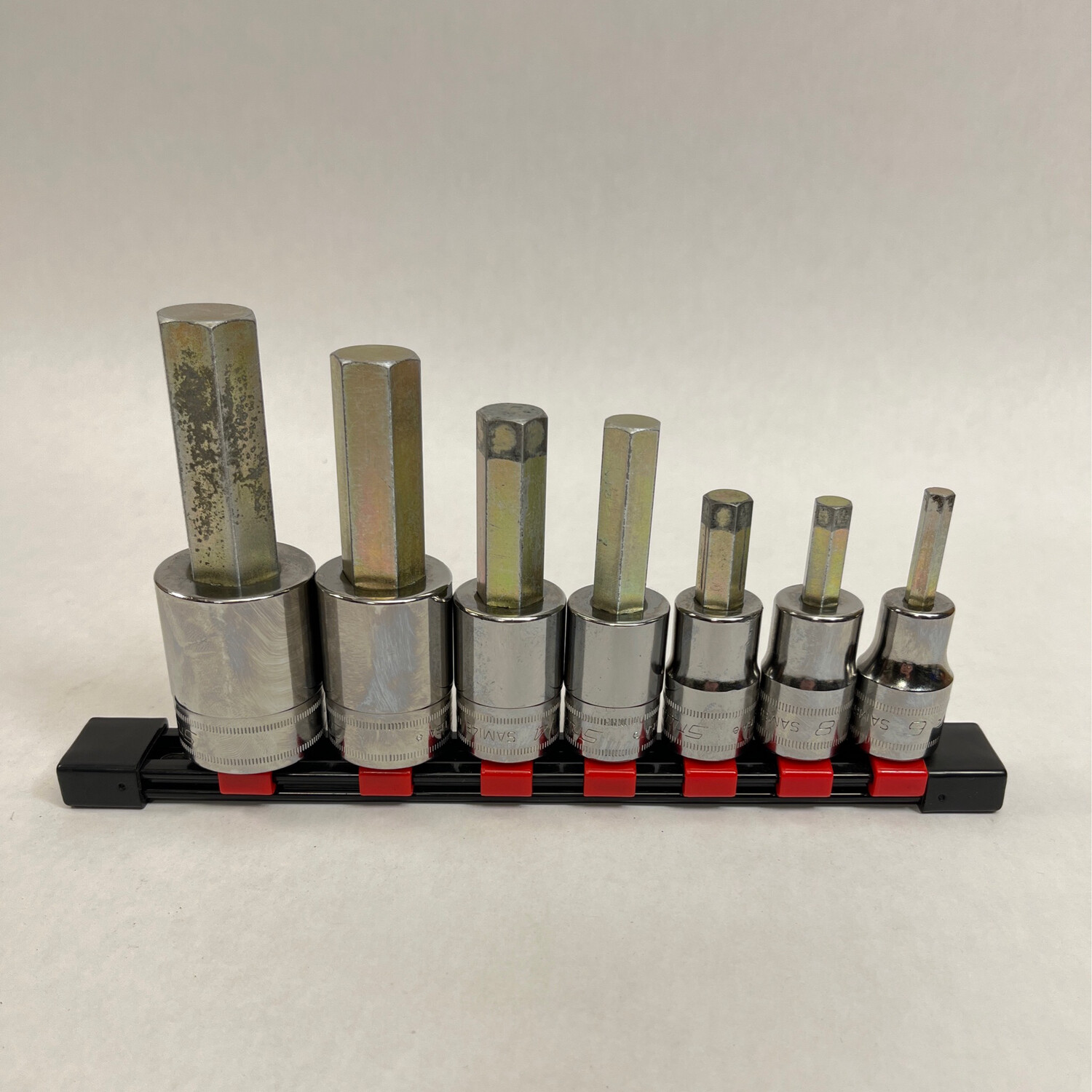 Snap On 7 Pc. 1/2" Drive Metric Hex Bit Standard Socket Driver Set ...