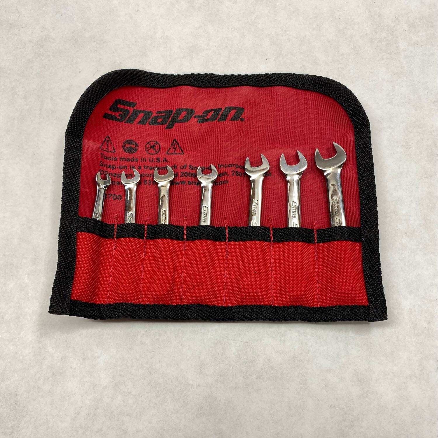 Snap On 7 Pc. 6-Point Metric Flank Drive Midget Combination Wrench Set ...